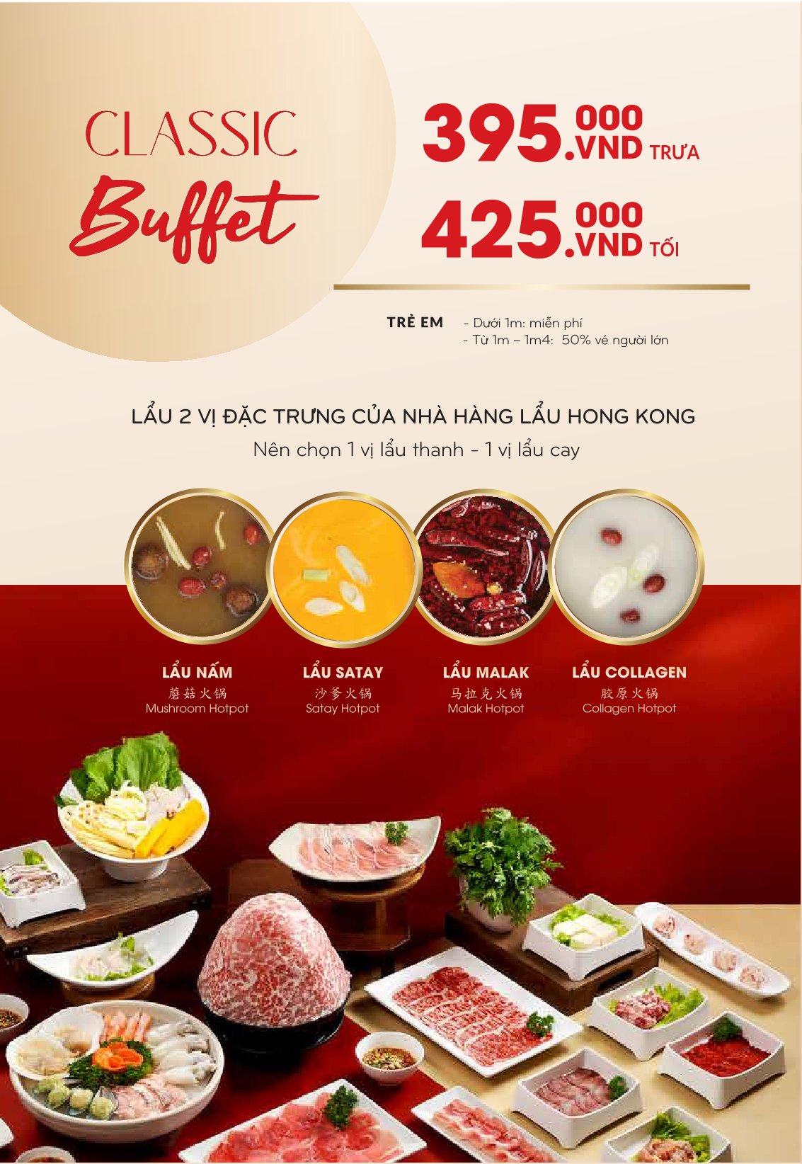 Mặt hàng GIẢM 9% suất buffet classic trưa 395K