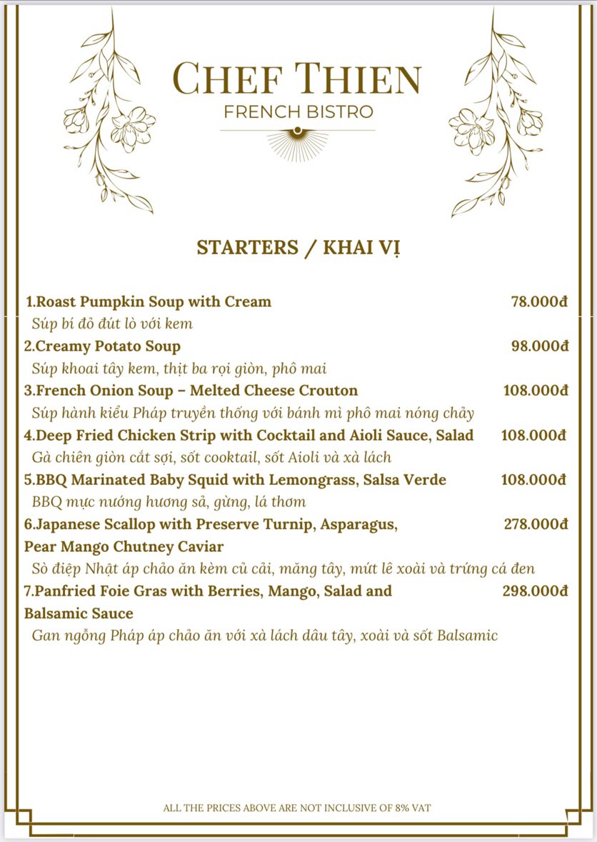 Nhà hàng Chef Thiện – French Bistro - Pasteur | Ẩm thực Pháp