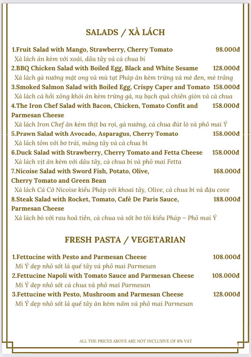 Nhà hàng Chef Thiện – French Bistro - Pasteur | Ẩm thực Pháp