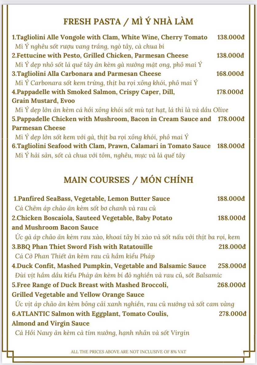 Nhà hàng Chef Thiện – French Bistro - Pasteur | Ẩm thực Pháp