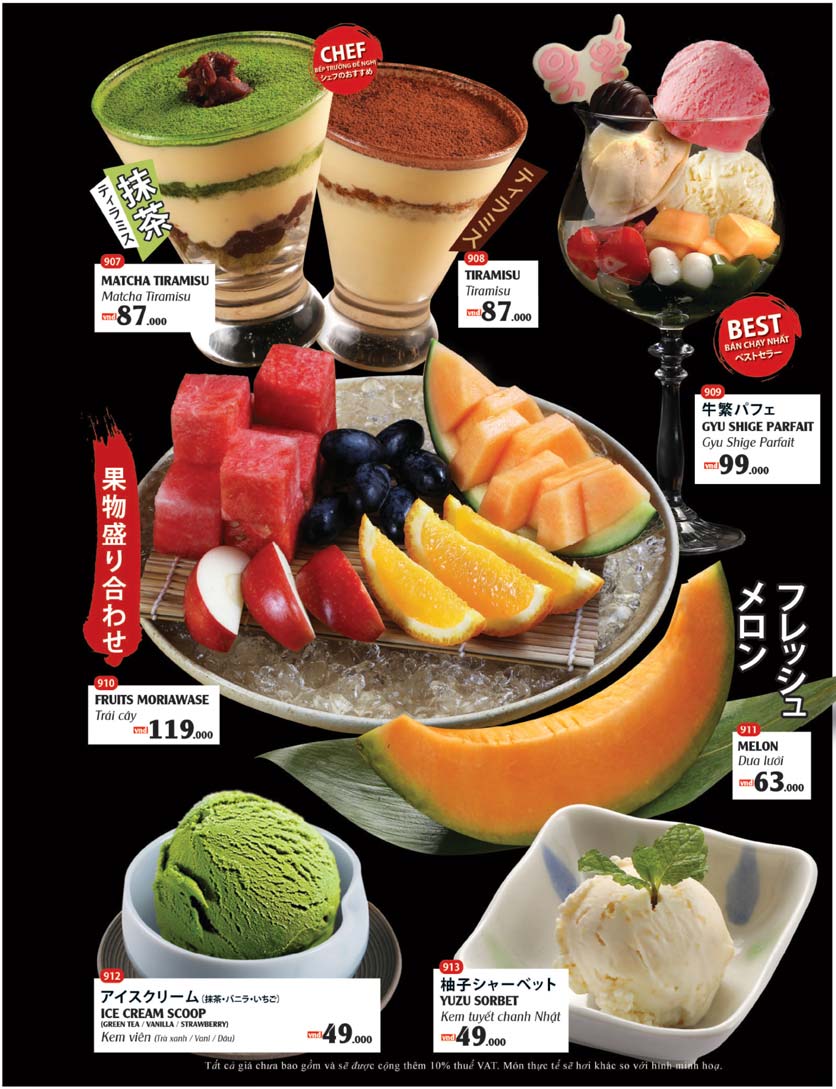 Gyu Shige Ngưu Phồn Đông Du | Xem Menu mới nhất