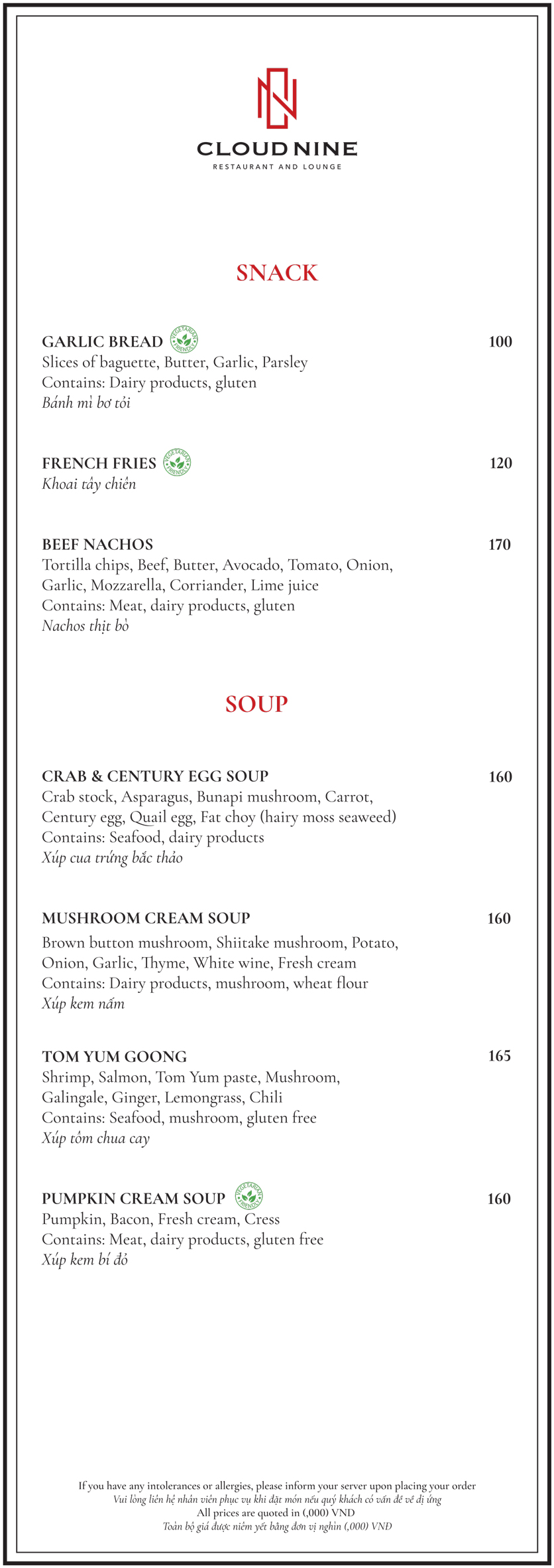 Cloud Nine Restaurant - Hàng Bè | Bữa tiệc Á - Âu từ trên cao
