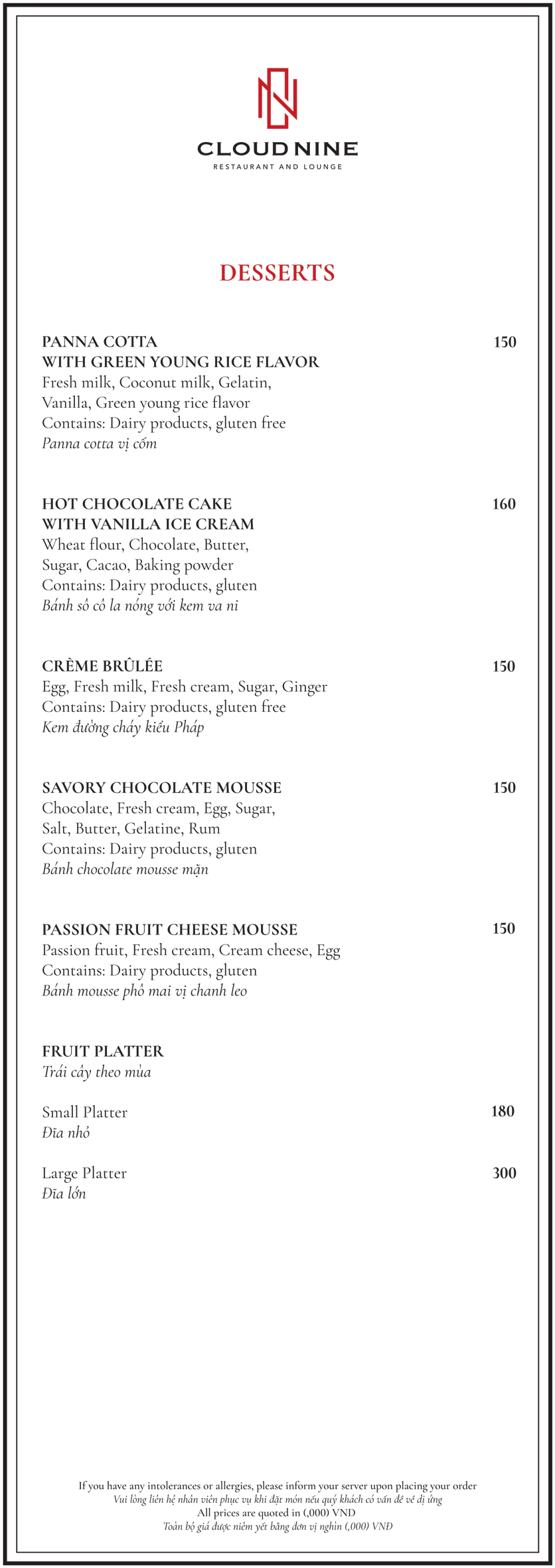 Cloud Nine Restaurant - Hàng Bè | Bữa tiệc Á - Âu từ trên cao