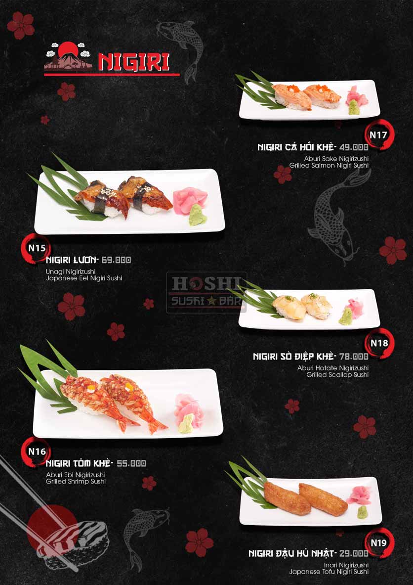 Hoshi Sushi Bàu Cát | Menu mới nhất