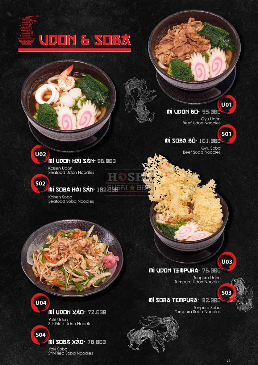 Hoshi Sushi Bàu Cát | Menu mới nhất