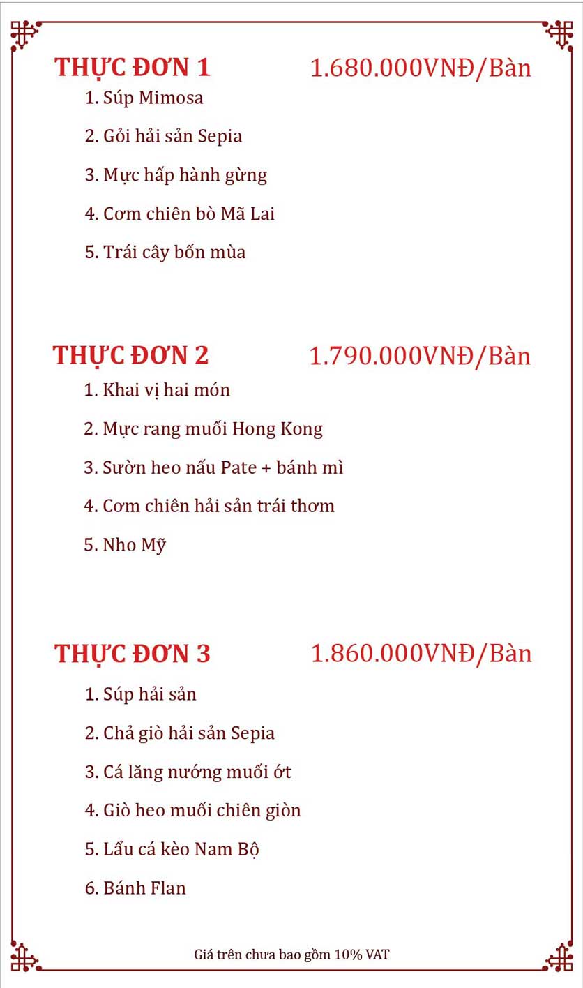 Nhà hàng Sepia - Thủ Đức - Hải Sản Tươi Sống, Cao Cấp