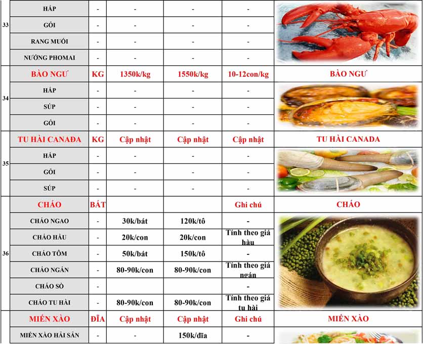 Hải Sản Xóm Vắng Khu Ngoại Giao Đoàn | Menu và bảng giá | PasGo
